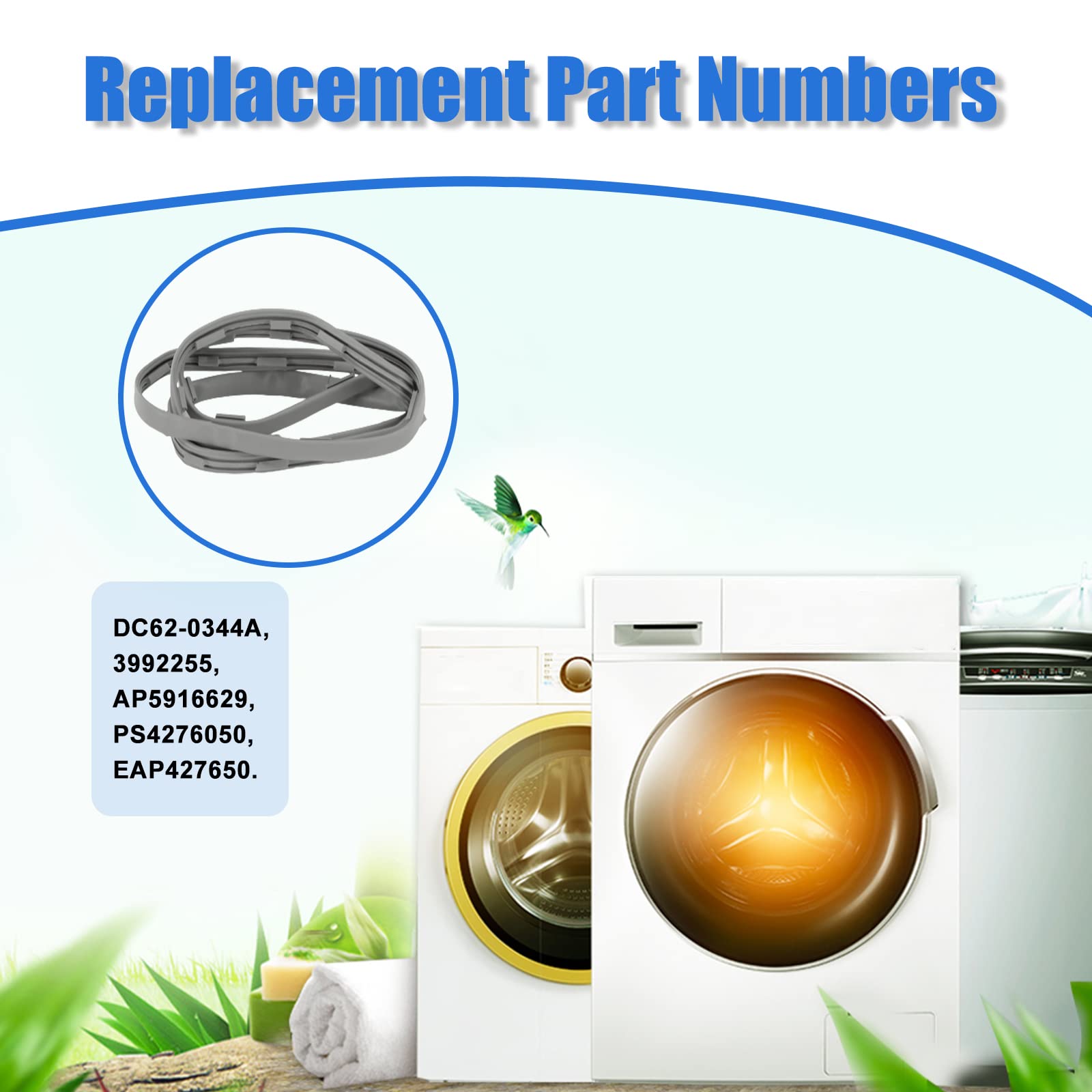 DC62-00344A Dryer Front Panel Air Seal Compatible with Samsung Dryer Door Air Seal,Replacement For 3992255 AP5916629 PS4276050 EAP4276050