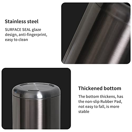 LEASYLIFE Brushed Stainless Steel Trash can,Open Top Wastebasket Bin,Garbage Can for Bathroom,Living Room,Office,Kitchen,Bedroom,Hotel (Black Gold)