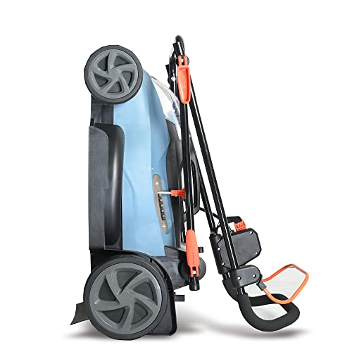 SENIX Electric Lawn Mower, 17-Inch, 58V Max* Cordless Lawn Mower with Brushless Motor, 6-Position Height Adjustment, 2.5Ah Lithium Ion Battery and Charger Included, LPPX5-M, Blue