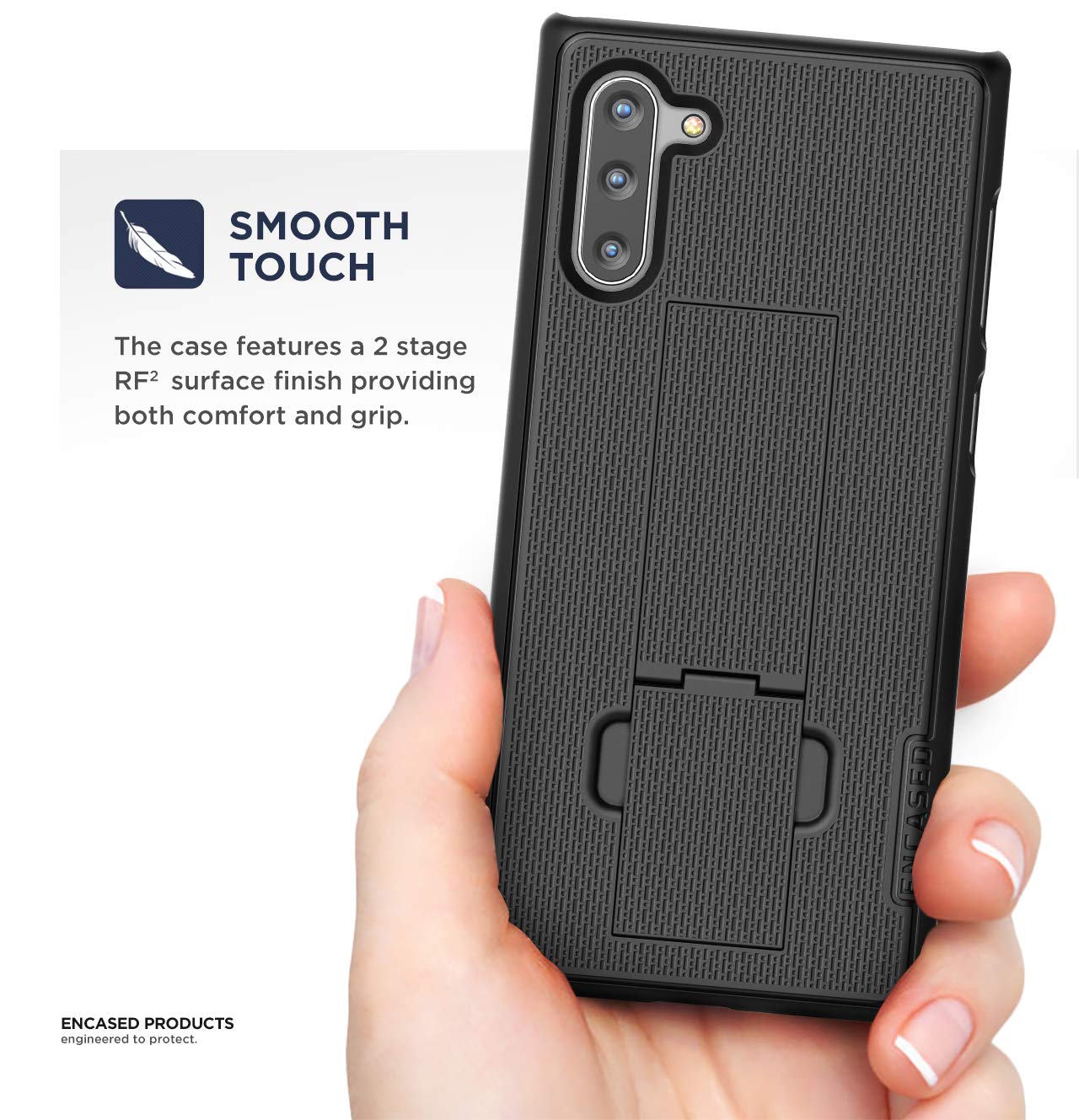 Encased Galaxy Note 10 Plus Belt Clip Case (2019 DuraClip) Ultra Slim Cover with Holster, Matte Black (Samsung Note 10+)