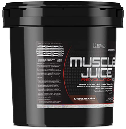 Ultimate Nutrition Muscle Juice Revolution 2600, Lean Muscle Mass Gainer Protein Powder with Glutamine, Whey Protein Isolate for Weight Gain, Time Release Carbohydrates, 11.1 Pounds, Chocolate