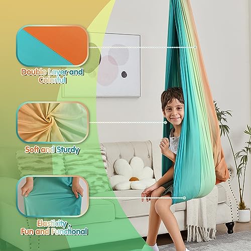 Sensory Swing Indoor Outdoor for Kids, Therapy Swing for Kids, Swing Hammock for Child & Adult with Autism(Double Layer)