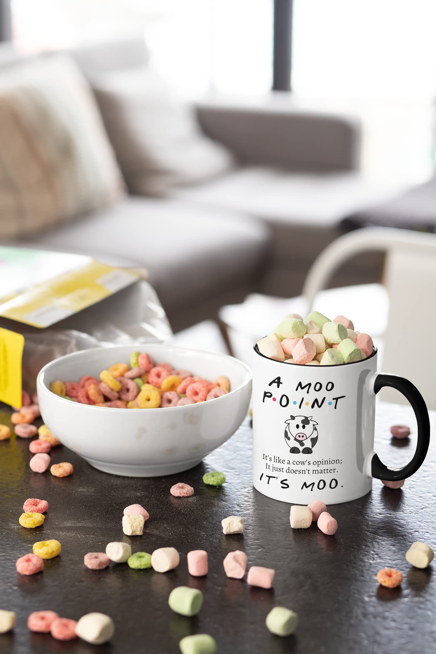Friends TV Show Gifts, Moo Point It's Like A Cow's Opinion, It Doesn't Matter, It's Moo, F R I E N Black