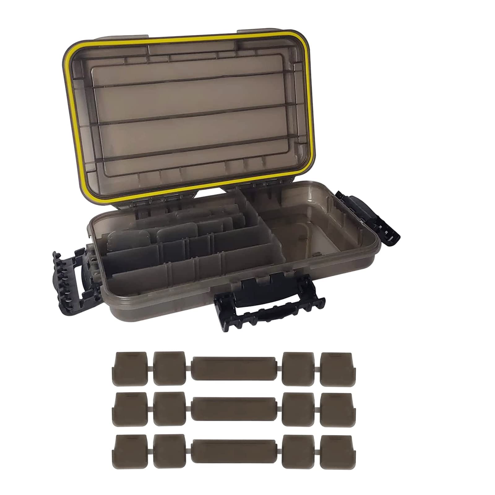 Eupheng 2pc Fly Fishing Tackle Box Storage Trags Organizer Boxes Transparent Adjustable Dividers Hold Terminal Fishing Tackle Lures Boxes 10.6''X6.6''X2''(Grey)