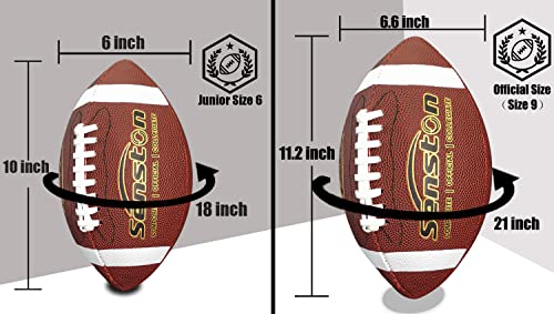 Senston Football Official Size 9/ Premium Composite Leather High School Size Football with Pump