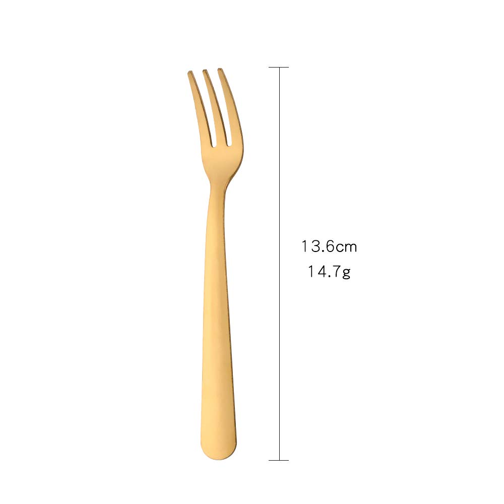 Fruit Fork Salad Pastry Small Oyster Forks 12 Pieces, BUY&USE 5.5-Inch Stainless Steel Gold Flatware