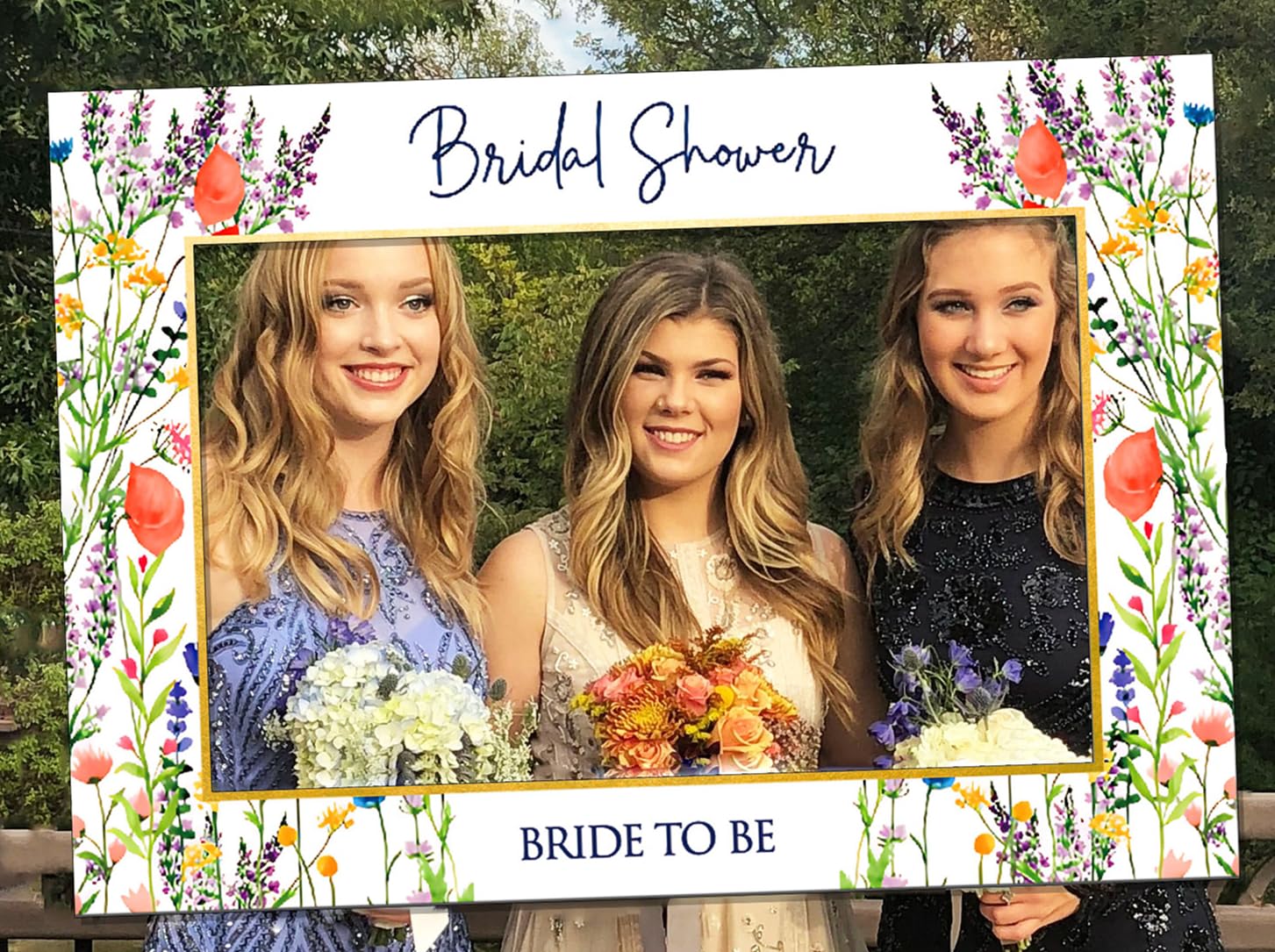JeVenis Wildflower Bridal Shower Photo Booth Props Bride to Be Photo Booth Frame Floral Bridal Shower Party Supplies Hen Party Bachelorette Party Supplies