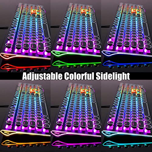 RK ROYAL KLUDGE S108 Typewriter Style Retro Mechanical Gaming Keyboard Wired with True RGB Backlit Collapsible Wrist Rest 108-Key Blue Switches Round Keycap - Black