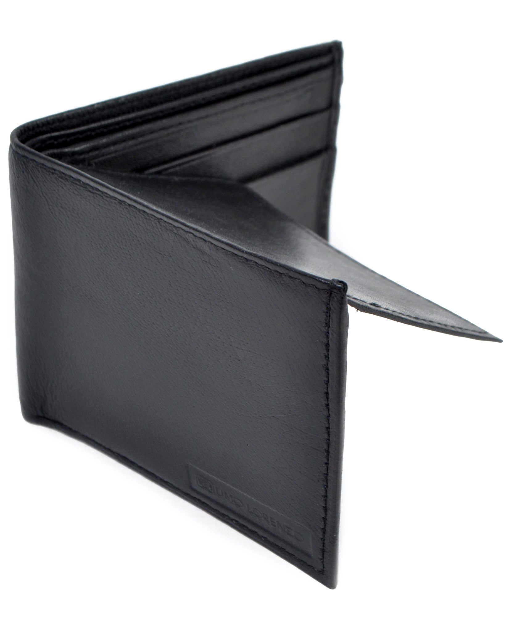 Umo Lorenzo Black Bi-Fold Leather Wallet - For Dads and Grads