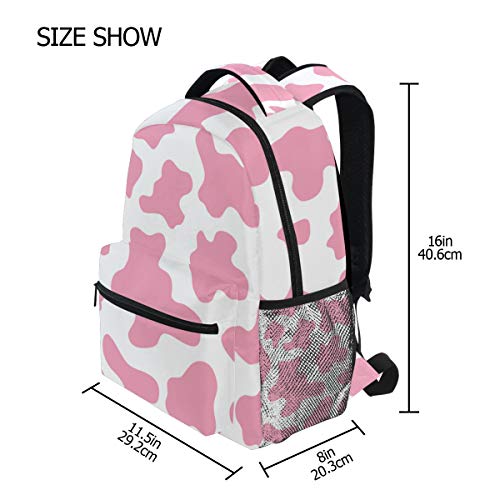 My Little Nest Casual School Backpack Pink Cow Spots Lightweight Travel Daypack College Shoulder Bag for Women Girls Teenage One_Size