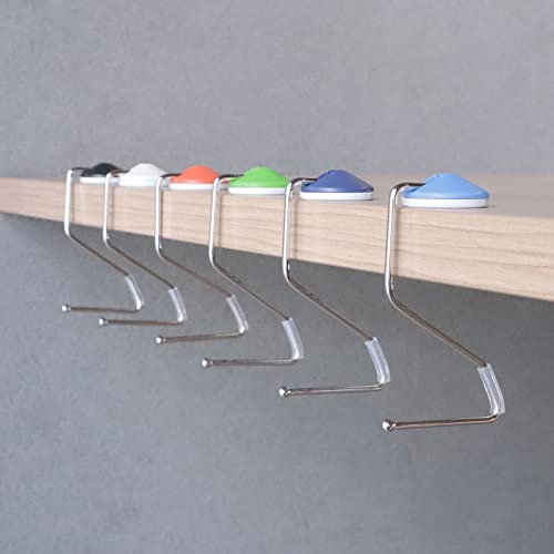 LIHIT LAB Lightweight Purse Hanger for Table, Bag Hanger, Purse Holder, Desk Hook for Gym, Restaurant, Office, Holds up to 11 pounds, 4" x 2'', Blue (A7595-8)