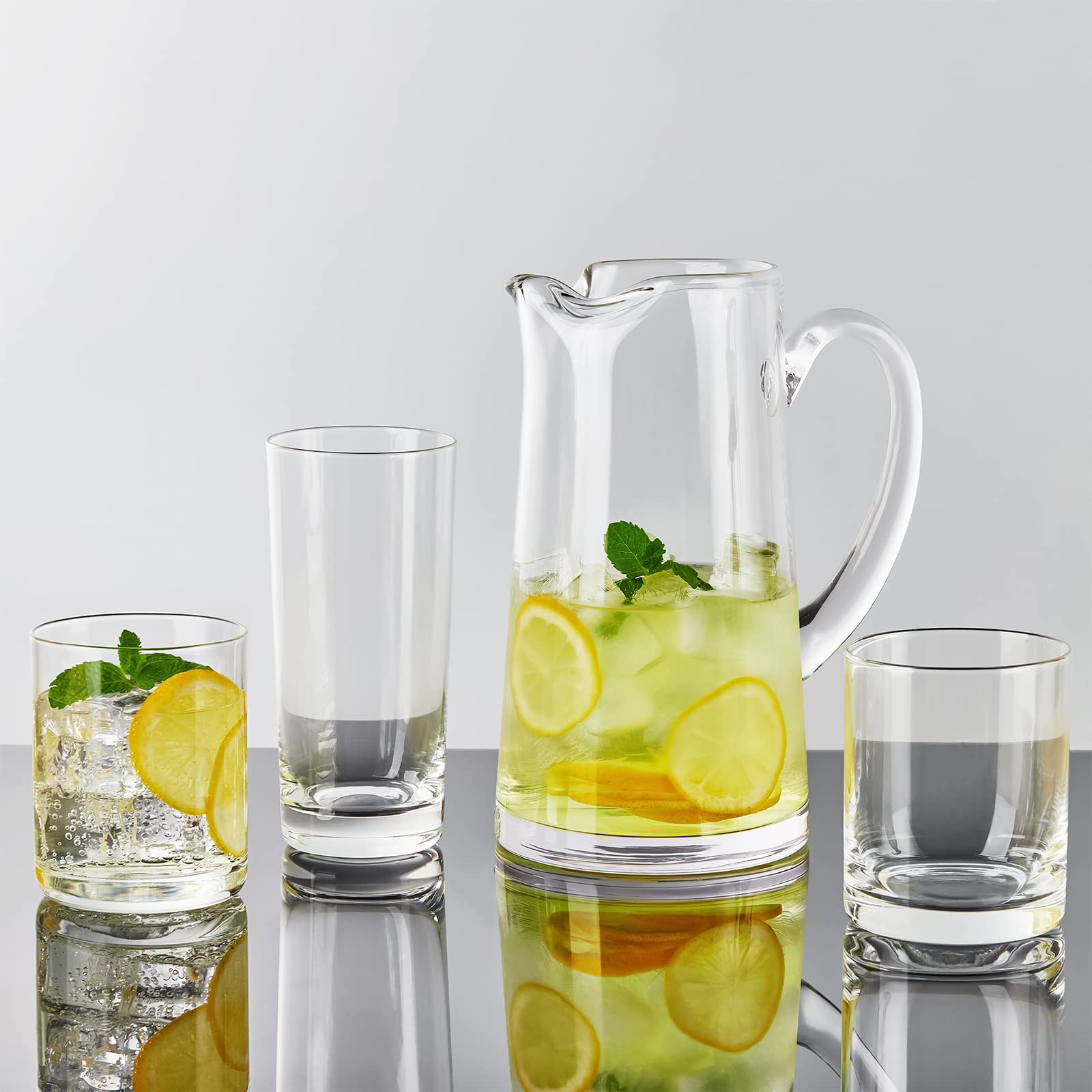 FAIRCRAFT Heat-Resistant Drinking Glasses Set of 6 Double Fashioned Glass Lowball Tumblers 13.5oz Made From Premium Borosilicate All Crystal-Clear Water Cups, Mixed Drinkware For Daily Use…