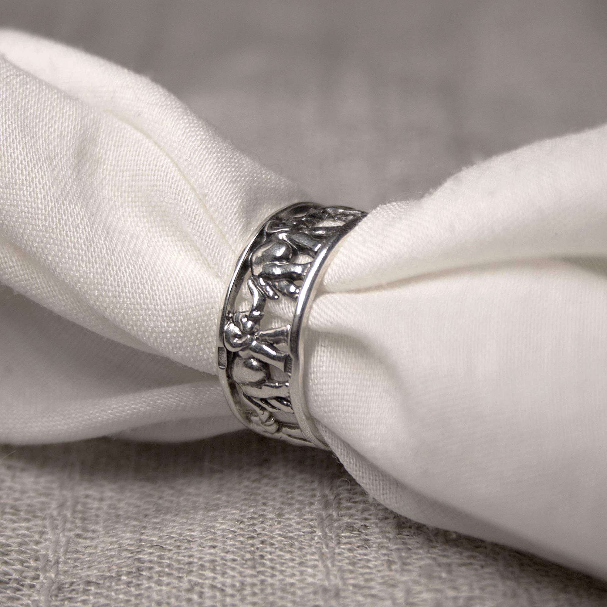 Elephant Migration Ring Solid 925 Sterling Silver. Stackable Plus Size Band Thumb Rings. Hippie Indie Boho Yoga Namaste Jewelry. Size 11