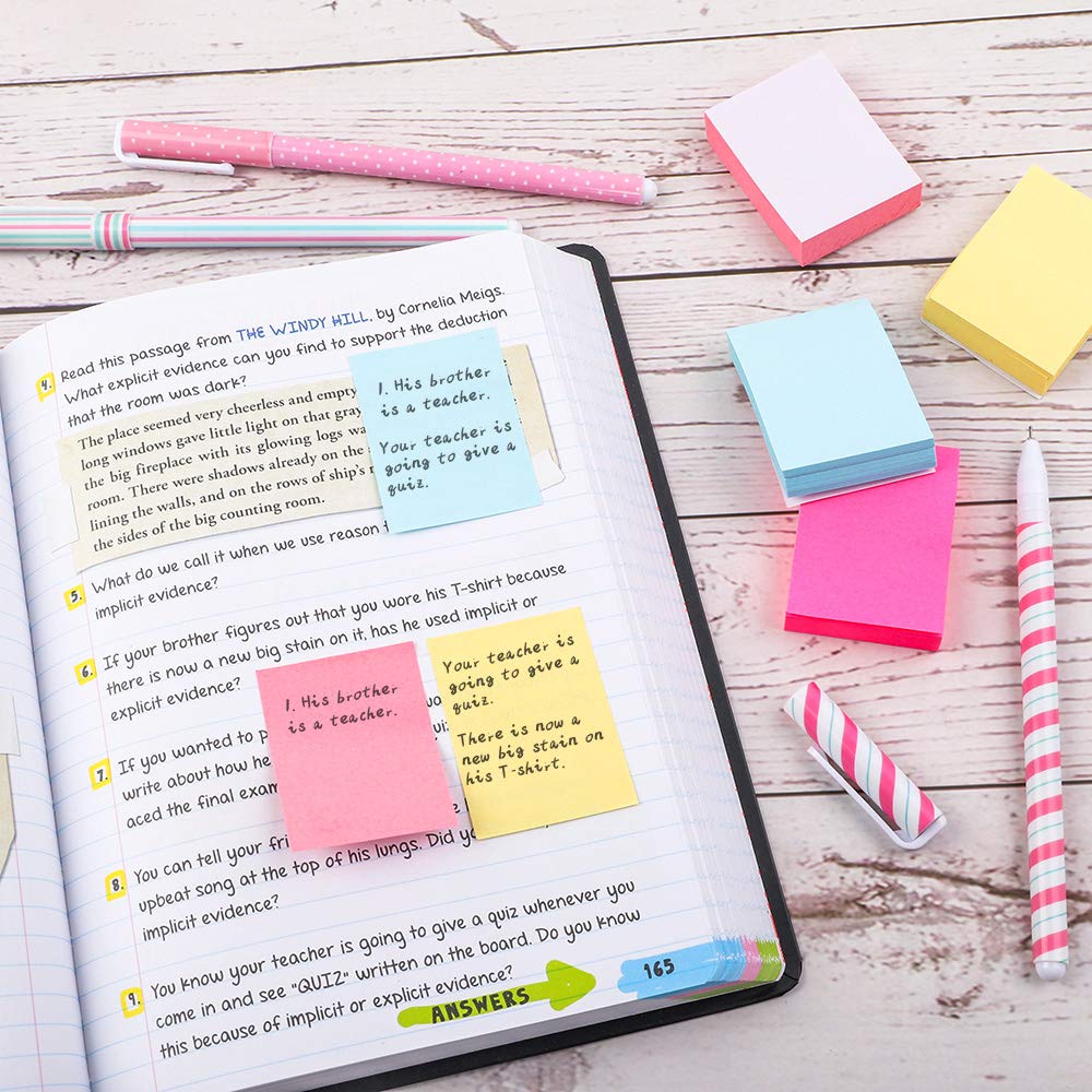 Cocoboo 20 Pack Sticky Notes, 2 x 1.5 Inches, 100 Sheets of Each, Memo Pads, 10 Bright Colors Sticky Pads, for Home Office School Supplies