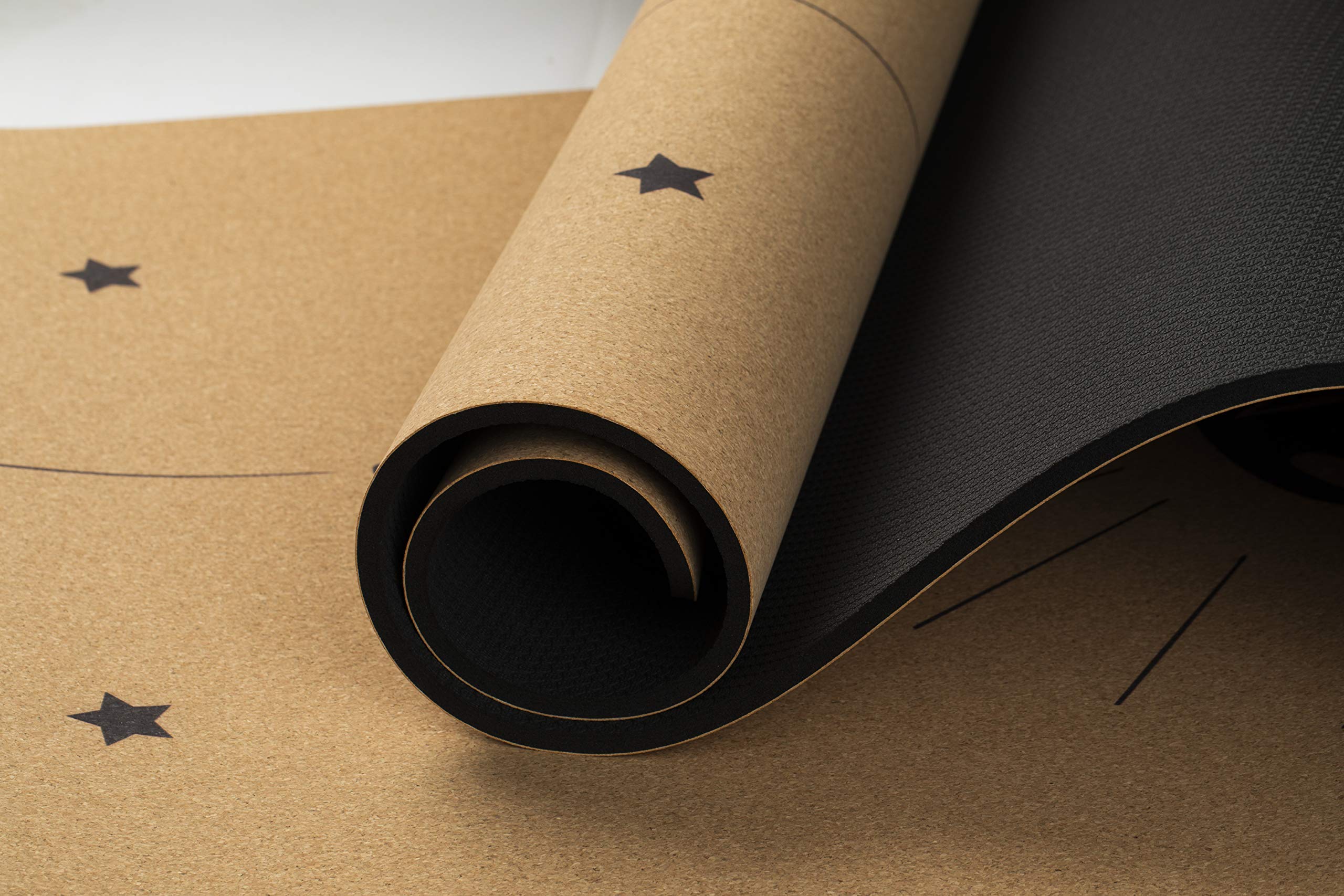 EKE Cork Yoga Mat with Invisible Alignment Lines- Non-Slip Sweatproof Surface - 100% Recycleable Materials - Eco Friendly - Made of Cork & TPE - Ideal for Hot Yoga