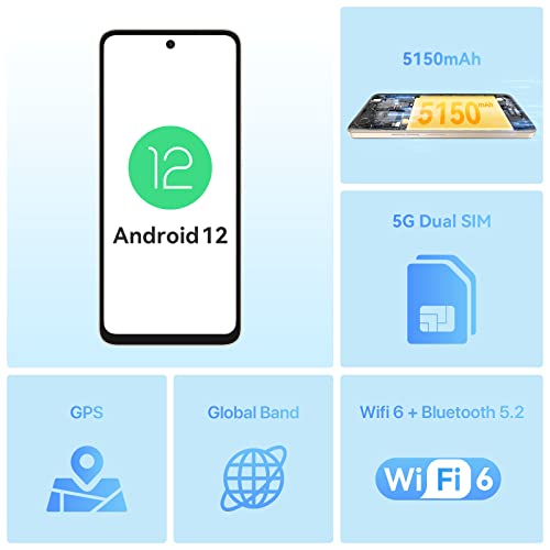 UMIDIGI A13 PRO MAX 5G Cell Phone, 17GB+256GB Android 12 Unlocked Smartphone with 6.8" Full Screen 64MP AI Triple Camera MediaTek Dimensity 900 5150mAh Battery Smartphones