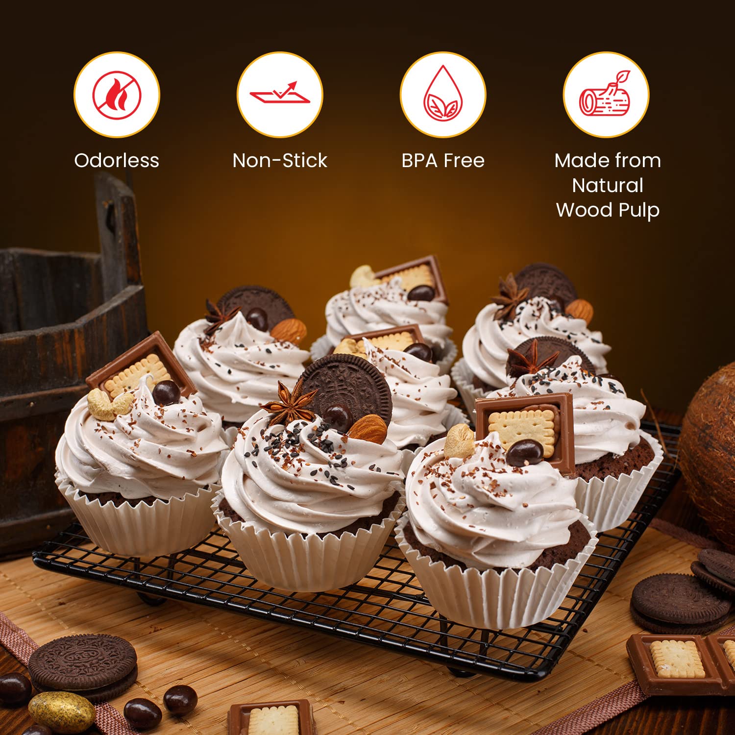 Cupcake Liners & Muffin Cups Pack of 600 | Grease Resistant Wrappers by Baker’s Signature – Will not Burn or Soak Through – Non-Toxic & Comes in Convenient Packaging