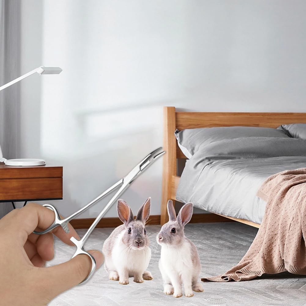 Lwuey Hemostat Forceps, Stainless Steel Pet Dog Grooming Ear Cleaning Clamp Pets Cat Ears Hairs Tweezers with Curved Tip Antislip Locking Forceps Remover Tools Supplies Trimmer Accessories(Large)