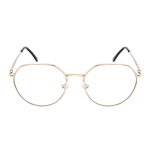 EDGEIWEAR Blue Light Blocking Glasses Round Eyeglasses Frame Anti Blue Ray Computer Glasses (Gold)
