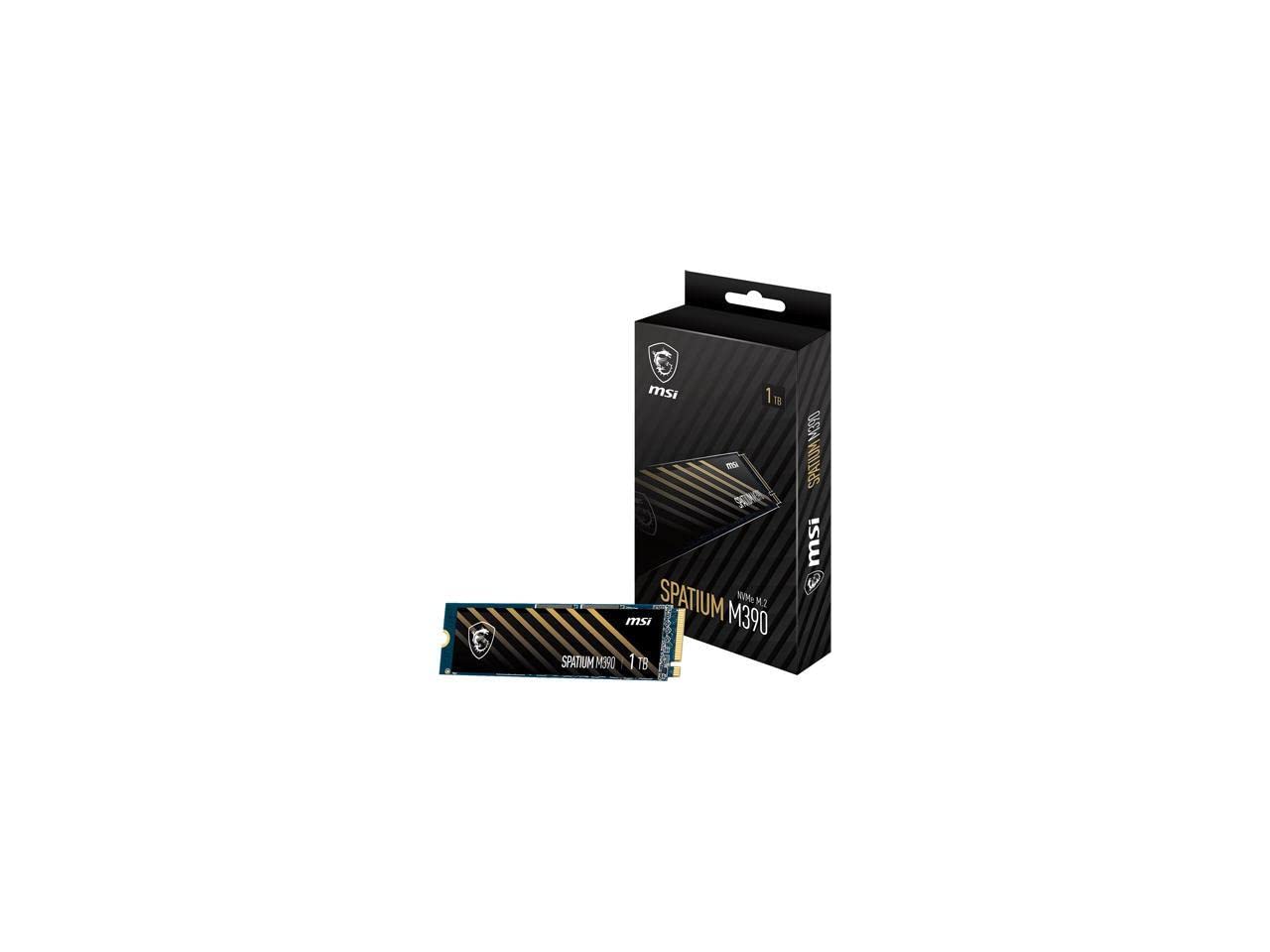 MSI SPATIUM M390 NVMe M.2 1TB Internal Gaming SSD PCIe Gen3 up to 3300MB/s 3D NAND Up to 1200 TBW