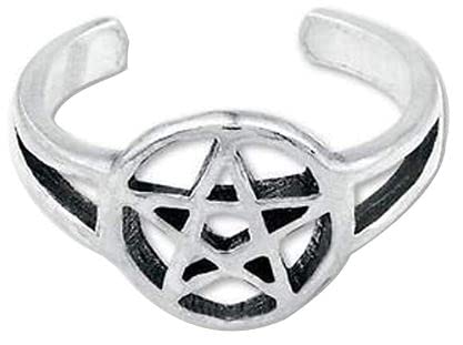 DT JEWELS Pentacle Adjustable Toe Ring for Women's in 14K White Gold Finish