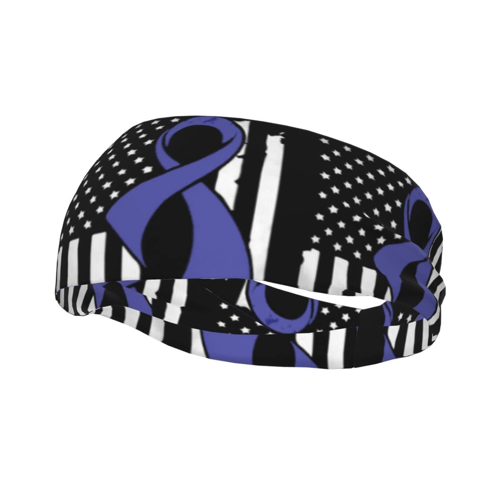 Fitness Headband Colon Cancer Awareness Flag Men Women Stretch Sweatbands
