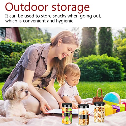 Plastic Jars with Lids 20Pcs 14 oz Clear Plastic Slime Storage Jars Containers with Airtight Leak Proof Black Plastic Screw On Lids Cylinder Clear Round Jars Easy Clean Food Grade Durable PET…