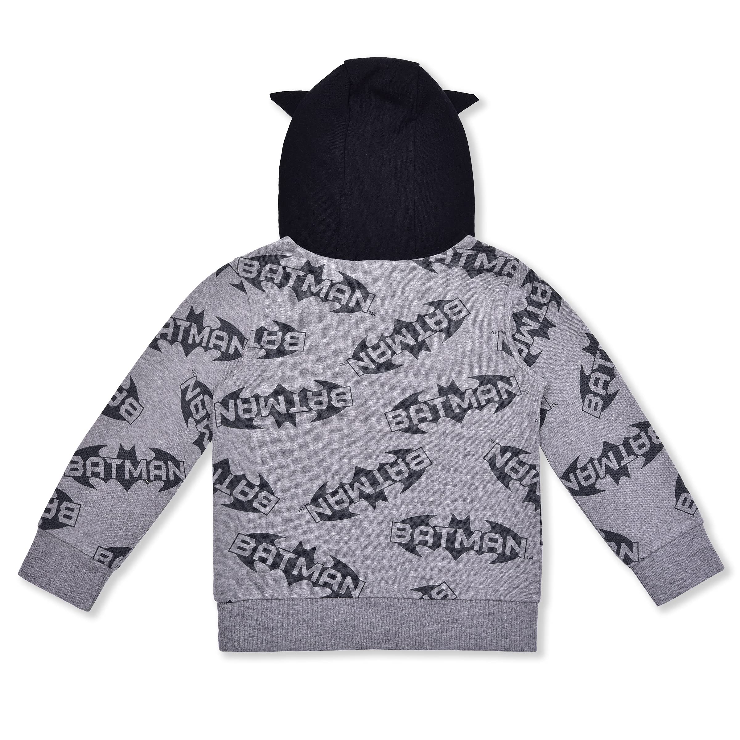 DC Comics Batman Boys’ Hoodie for Toddler and Little Kids – Black/Grey