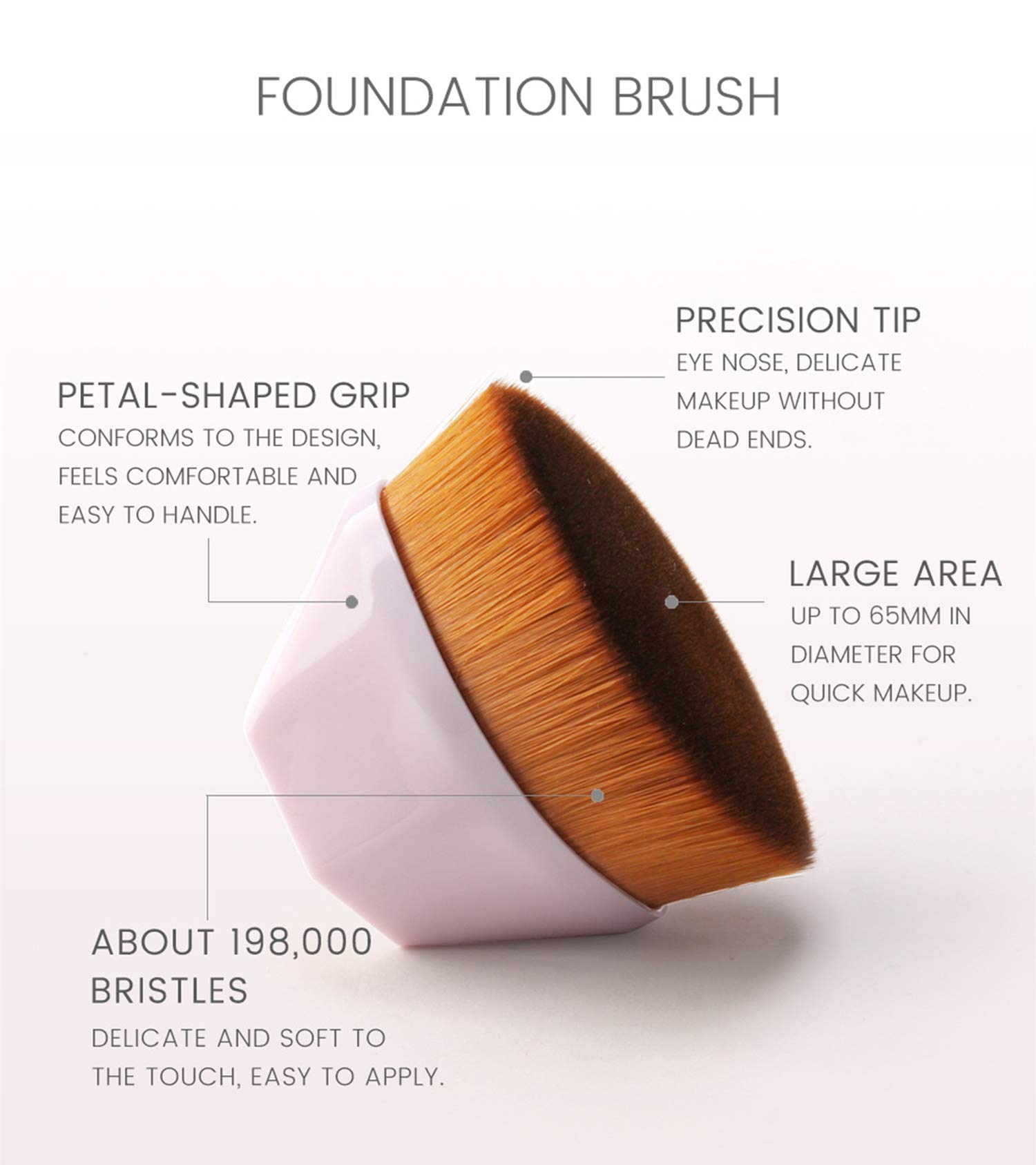 EKAKER 2 PCS Flawless Foundation Makeup Brush,Kabuki Hexagon Face Brush,Petal-Shaped Makeup Brush for Blending Liquid, Cream or Flawless Powder Cosmetics with Protective Case(Black & Pink)