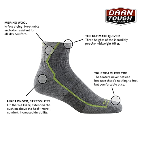 Darn Tough Men's Hiker Quarter Midweight with Cushion Hiking Sock (Style 1959) - Dusk Denim, Large