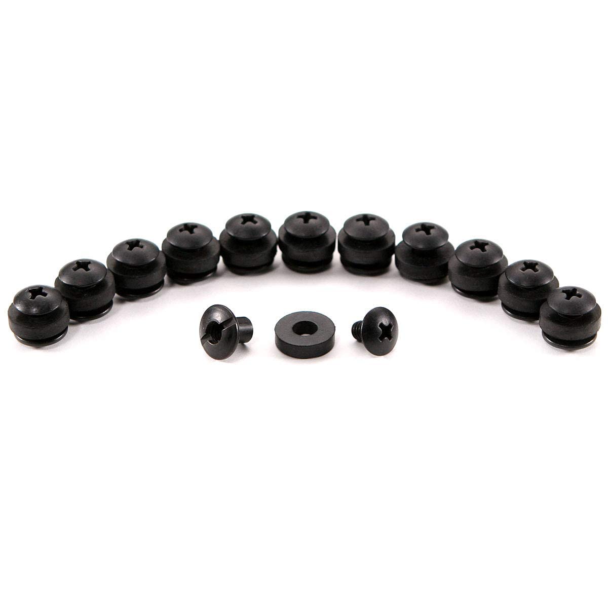 HolsterSmith Holster Attachment Mounting Assembly β (12 Pack) - (1/4 Chicago Slotted Binding Post + 1/4 Truss Head Screw + 1/8 EPDM Washer) - for DIY KYDEX Holster Belt Clips & More