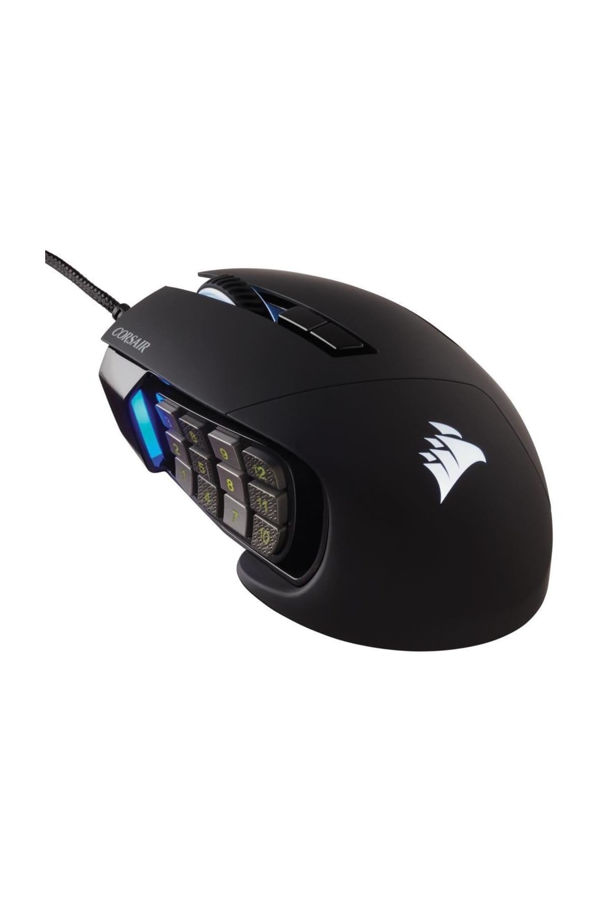 Corsair Scimitar Elite RGB Optical MOBA/MMO Gaming Mouse (18000 DPI Optical Sensor, 17 Programmable Buttons, 4-Zone RGB Multi-Colour Backlighting, Contoured Shape, On-Board Storage) - Black