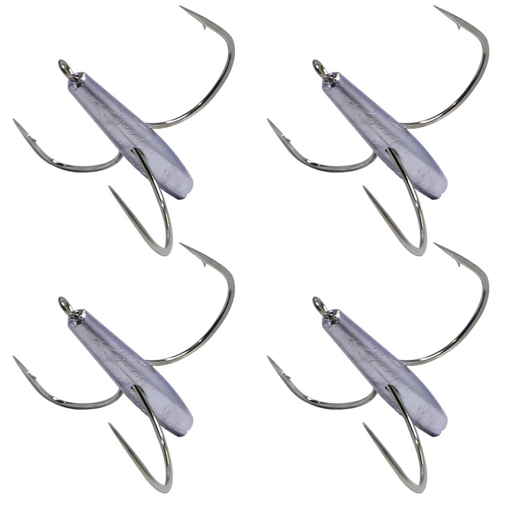 DDfishing Anchoring Fish Treble Hooks Heavy Duty Snagging Sharp Lead Head Hook for Reservoir Pond Baits Tackle Fishing Rigging 4 Pieces (55)