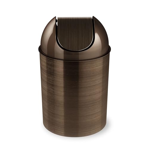LYLSTE 2.5 Gallon Plastic Swivel Lid Bathroom Trash Can (Bronze), GBY-004