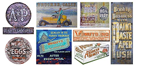N Scale 1:160 Ghost Sign Waterslide Decals Set #11 - an Easy Way to add Realism to Your Structures!