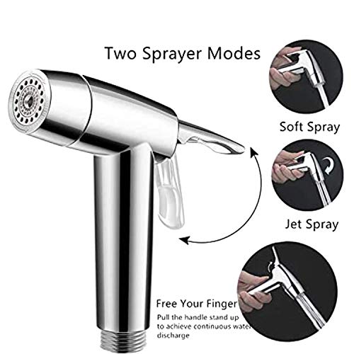 Handheld Bidet Sprayer Toilet Bathroom with Wall Bracket Hose Set, Closestool, Squatting Pan, Water Flower, Floor Cleaning Cloth Diaper for Bathroom Hygiene 3 Set (Note: linker not Included)