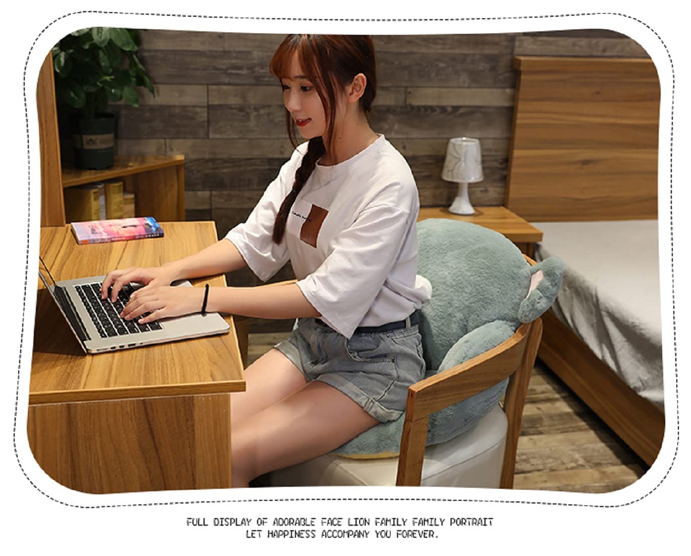Fxaelian Seat Cushion Chair Pads Waist Pillow Back Cushion Décor Cute Cartoon Plush Thickened for Chair Car Home Office Patio Elephant