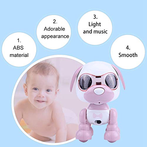 Robot Dog Toy, Electronic Robot Dog Pet Toy Smart Kids Interactive Walking Sound Puppy with LED Light Educational Toy Gift for Kids Children(Pink)
