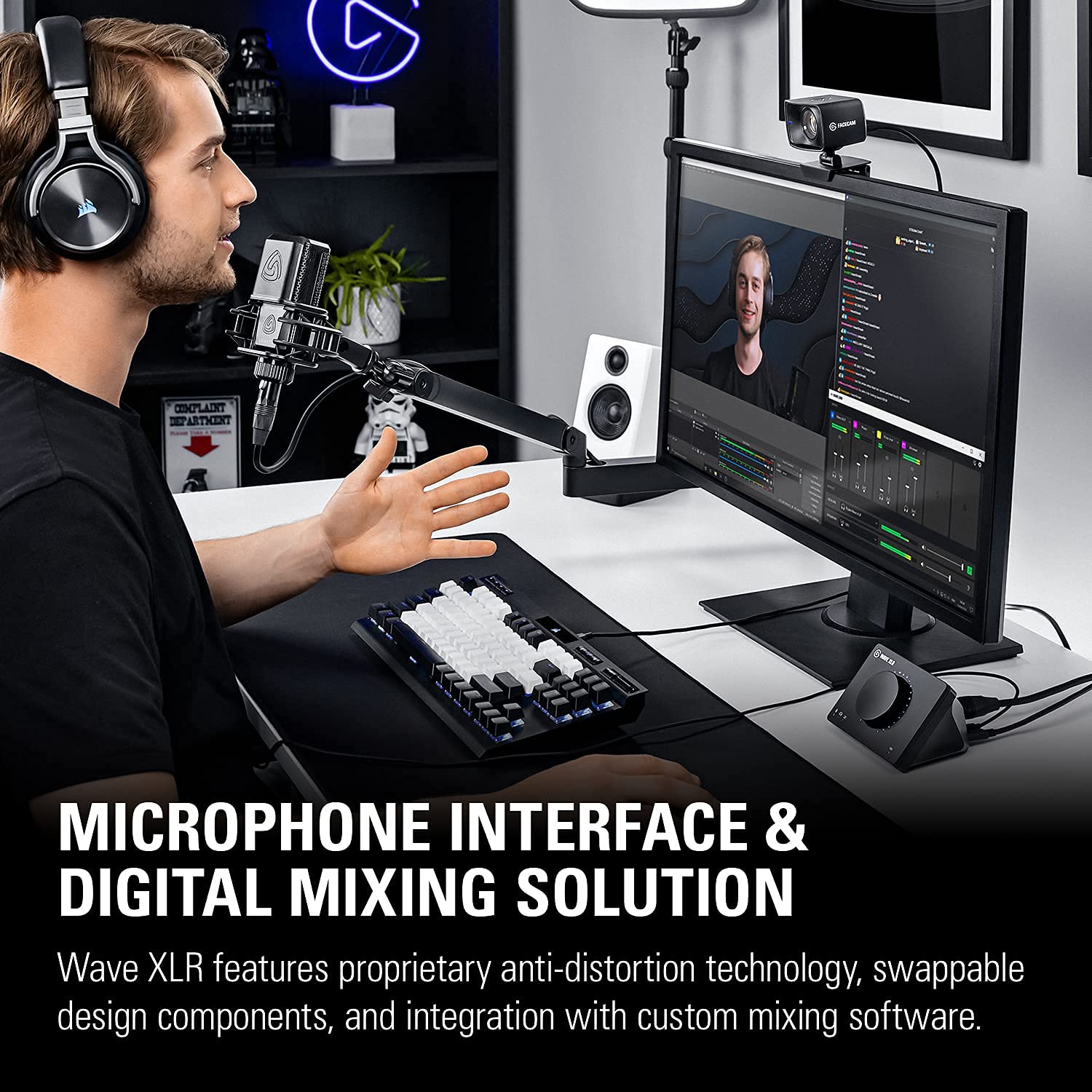 Elgato Wave XLR β Mic Interface, XLR/USB-C, Anti-Clipping, 75 dB preamp, Phantom Power, Direct Monitor, Touch Mute, Wave Link Digital Mixing app (Renewed)