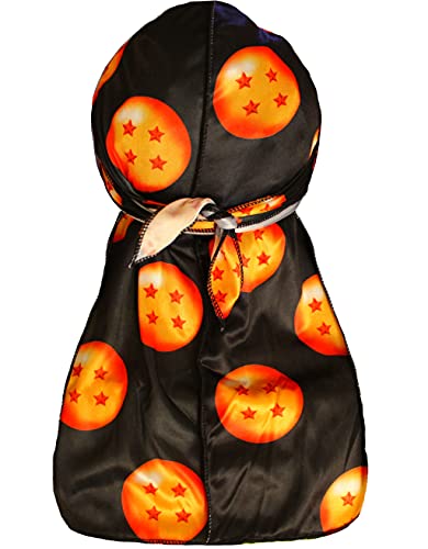 Design Durag- Anime Long Tail Silky Satin Doo Rag with Breathable and Stylish Wave Cap Design (Black)