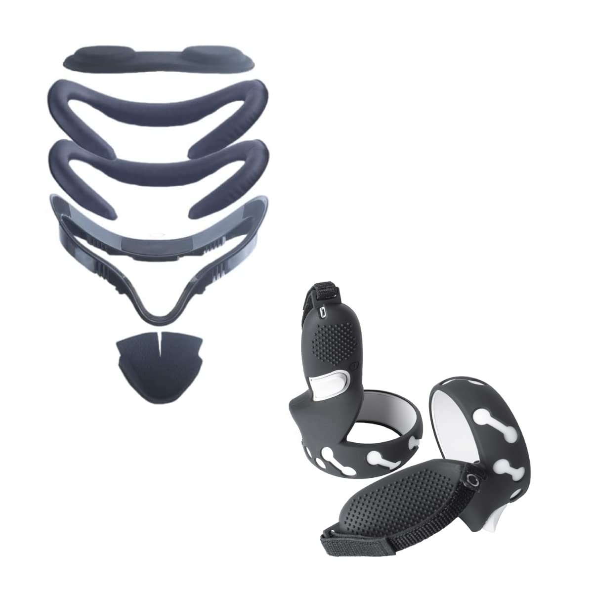 Five Piece Sets VR Face Interface and Touch Controller Grip Cover Compatible for Quest 2