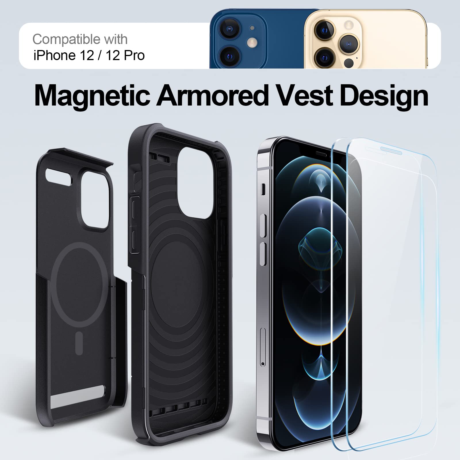Elando Crystal Clear Phone Case Compatible with iPhone 12/12 Pro, Non-Yellowing Shockproof Protective Phone Case Slim Thin, 6.1 inch, Clear Purple