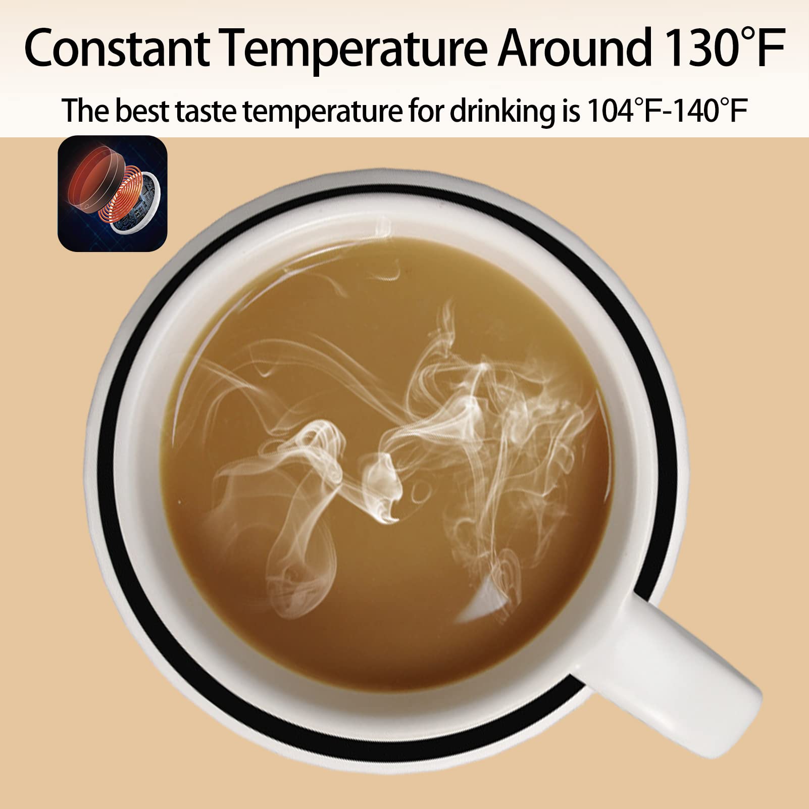 Coffee Mug Warmer,SAINSWIN Gravity-Induction Cup Warmer for Desk - Keep Coffee,Tea, Hot Chocolate, Milk Warm with Auto On/Off,As a Gift Electric Heating Plate for All Cups/Mugs