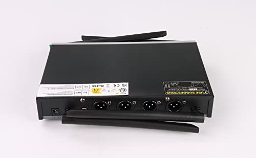 D Debra Audio Wireless Microphone System Pro DU4004 UHF 4 * 16 Adjustable Channel Wireless Handheld Lavalier Headset Mics, Ideal for Meeting Church Speech Party (2 Handheld 2 Bodypack)