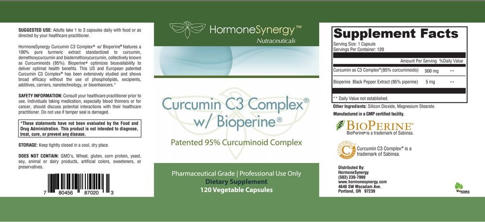 Curcumin C3 Complex ® with BioPerine ® | Ultra HIGH Potency | 120 ea. | Each 500 mg Capsule Features a 100% Pure Turmeric Extract standardized to Curcuminoids (95%) Trademarked and Patented