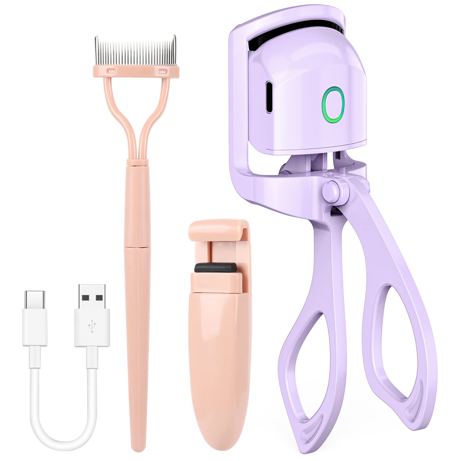 Heated Eyelash Curlers, Zupora Electric Eyelash Curler Handheld for All Eye Shapes, 2 Heating Modes for Quick Natural Curling Eye Lashes for Long Lasting, Rechargeable Eye Lash Curler with Lash Comb