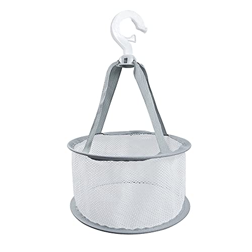 Mini Mesh Shower Dry Basket, Hanging Drying Net, Bath Organizer Storage for Makeup Brush, Beauty Sponge Blender, Windproof Airing Drip Dryer Rack for Bathroom, Laundry (Gray)