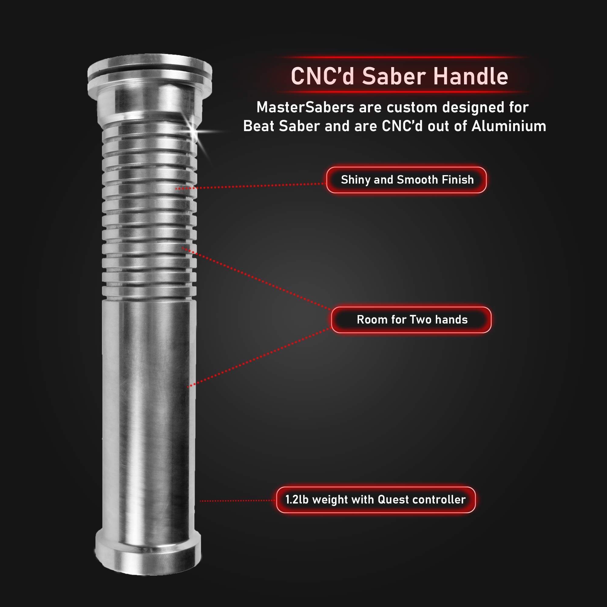 DeadEyeVR MasterSabers - CNC'd Aluminum Reinforced Saber Handles Hilts for Beat Saber - Rift S, Quest 1,and Quest 2 (Dual)