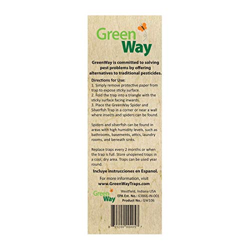 GreenWay Spider & Silverfish Trap - 72 pre baited Traps (12 Pack of 6), Ready to Use Heavy Duty Glue, Safe, Non-Toxic with No Insecticides or Odor, Eco Friendly, Kid and Pet Safe