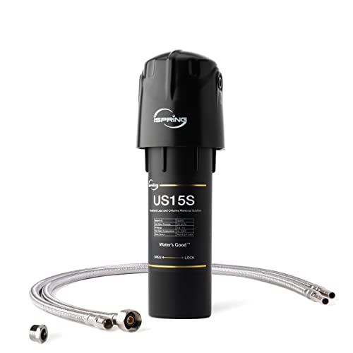 iSpring US15SD Direct-Connect Under Sink Water Filter System, High Capacity Filtration, Fit Kitchen and Bathroom Faucets, Reduces Lead and Chlorine, 10" x 2.5", Black